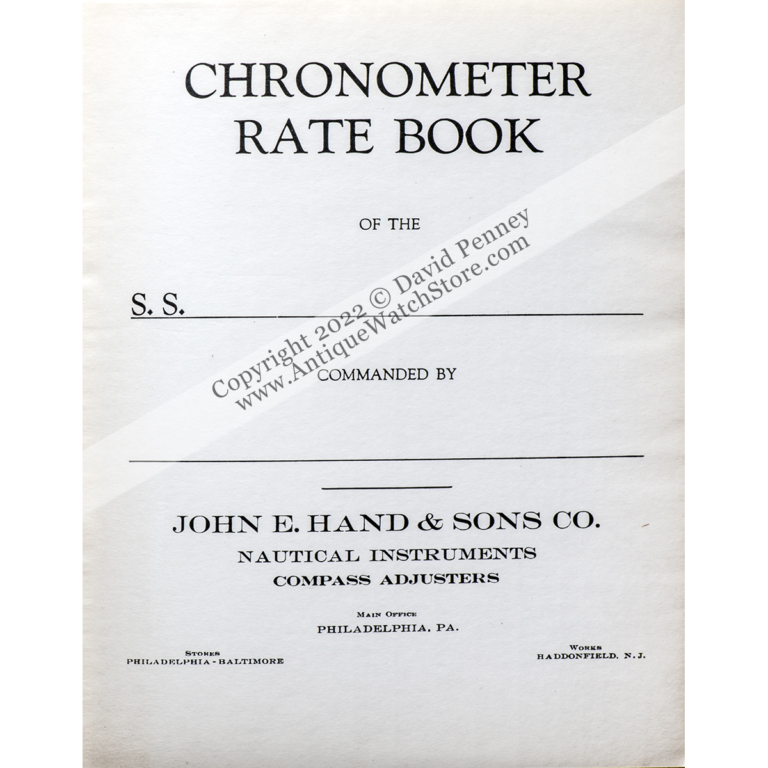 Chronometer Rate Book – David Penney’s ANTIQUE WATCH STORE
